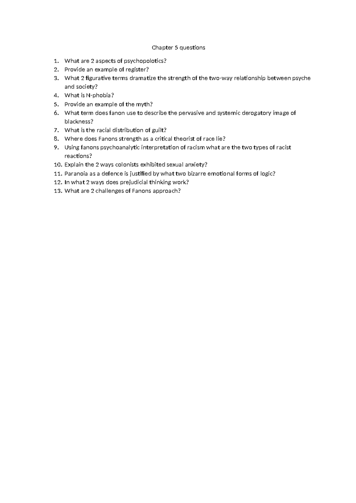 Chapter 5 test your understanding questions (A) - Chapter 5 questions ...