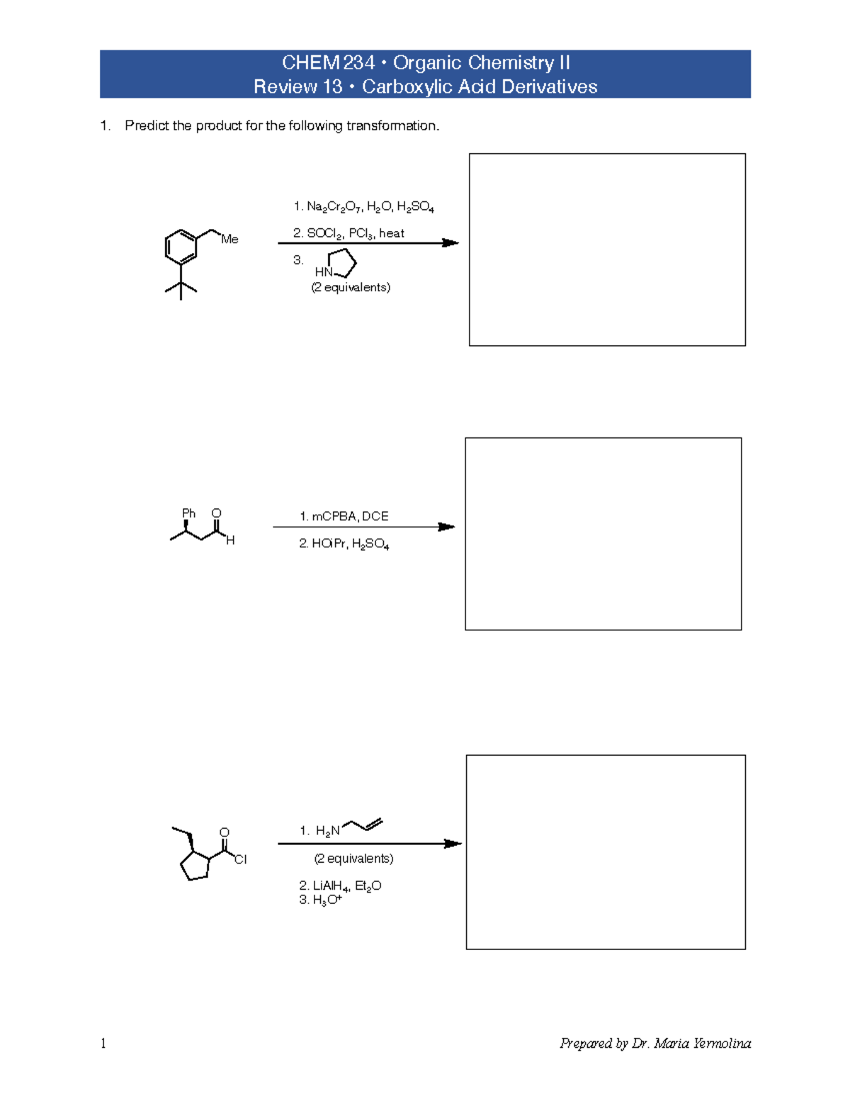 SP21 234 R13 Carboxylic acids & Derivatives - Review 13 • Carboxylic ...