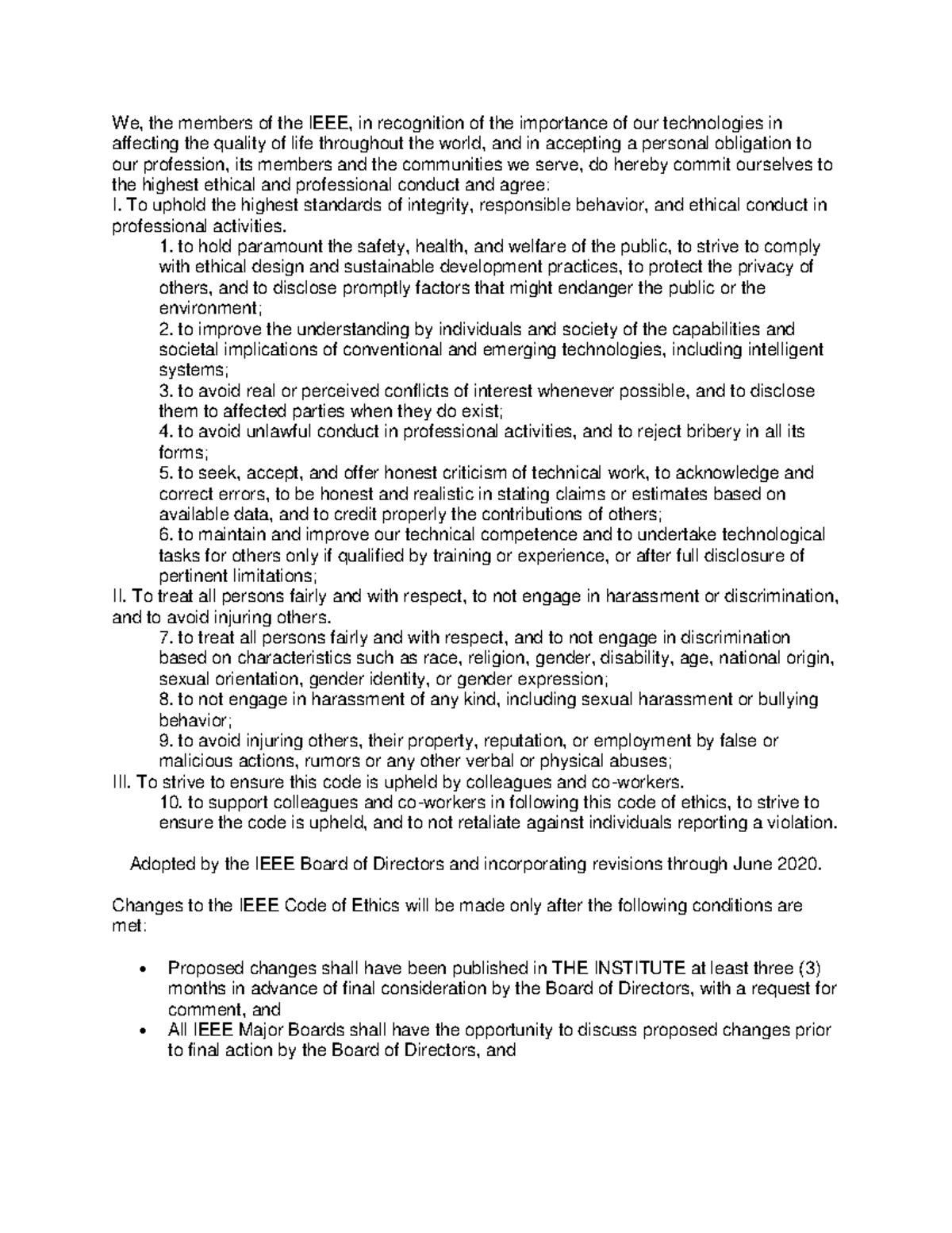 IEEE code of ethics - to solve the problem of an syatem analysis ...