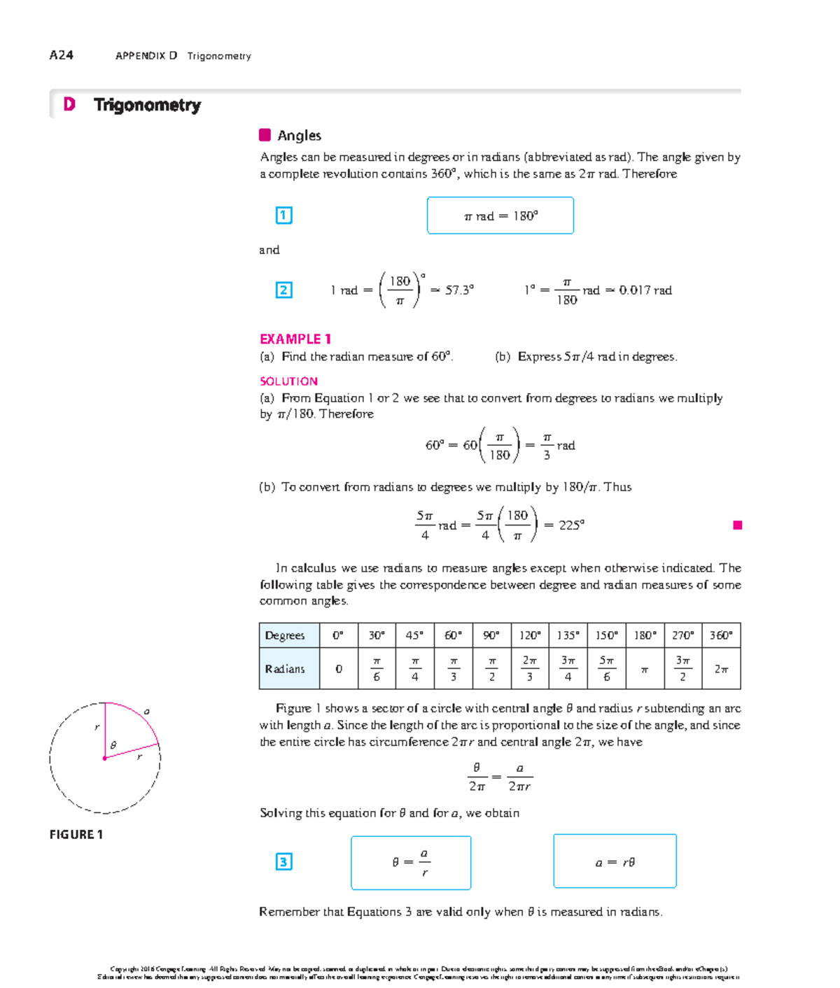 Math ch-D - math work - A24 APPENDIX D Trigonometry Angles Angles can be measured in degrees or ...
