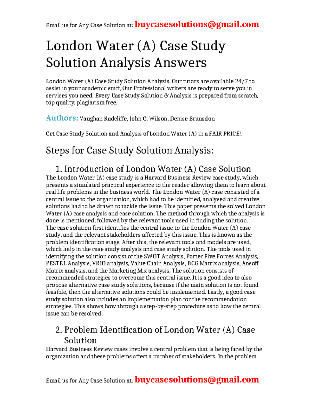 Case Solution London Water (A) - London Water (A) Case Study Solution ...