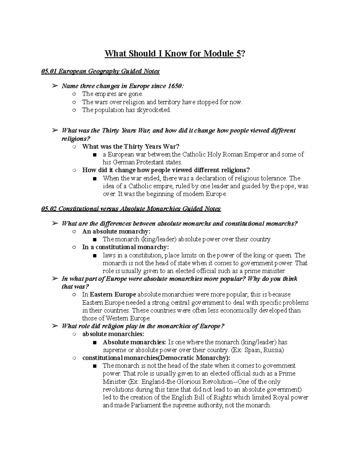 WRLD History Guided Notes - What Should I Know for Module 5? 05 ...