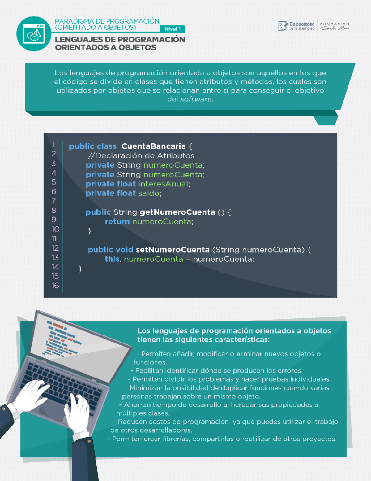 Lenguajes de programación orientados a objetos - 1 public class ...