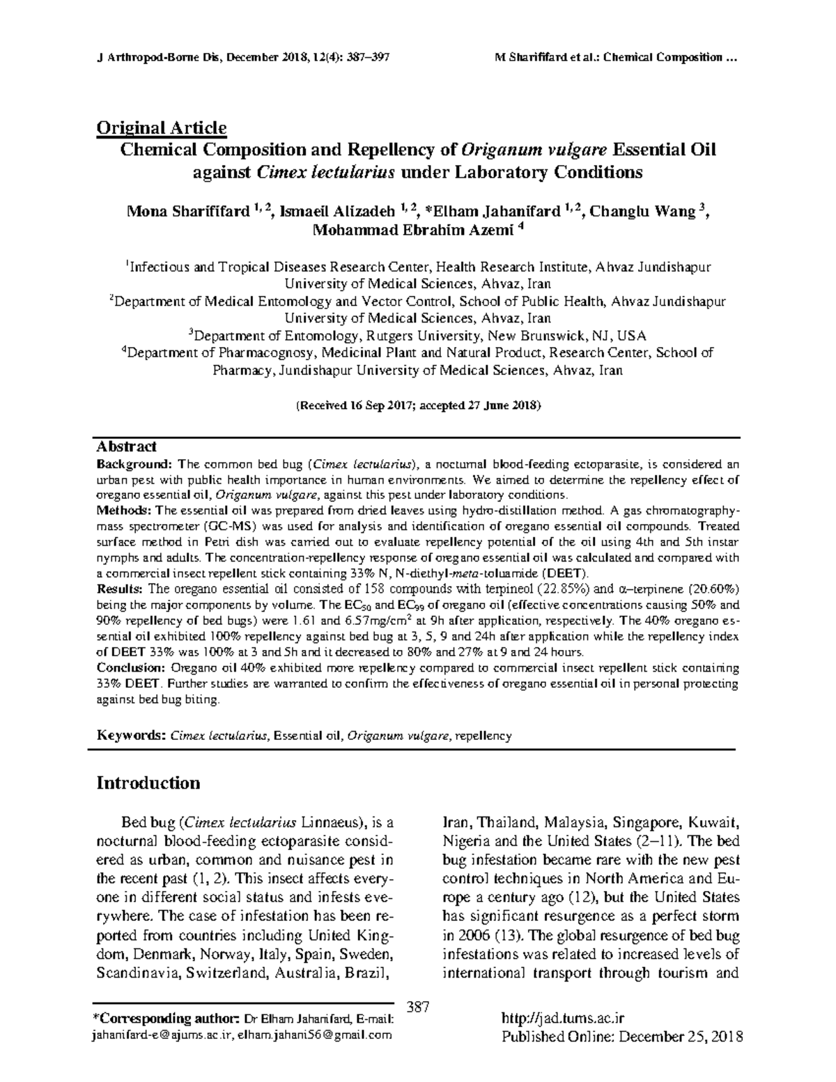JAD-12-387 - use this - 387 jad.tums.ac Original Article Chemical ...