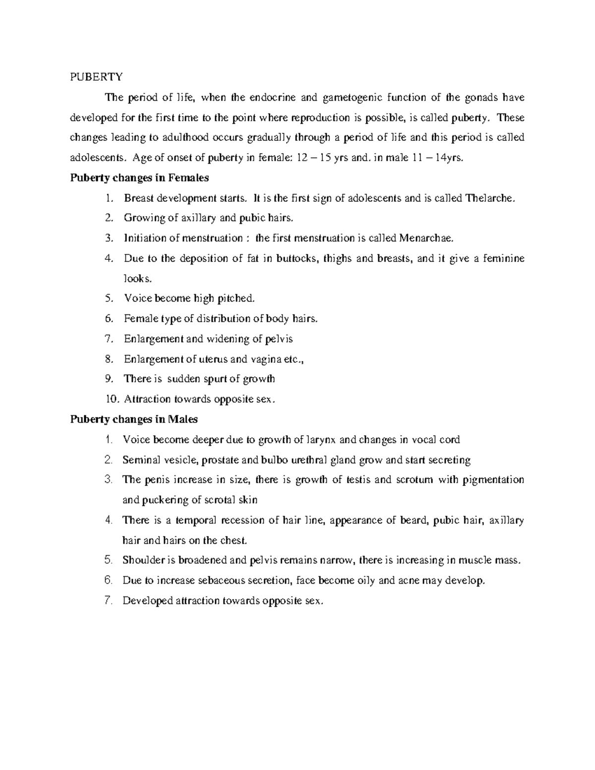 Puberty Notes Puberty The Period Of Life When The Endocrine And