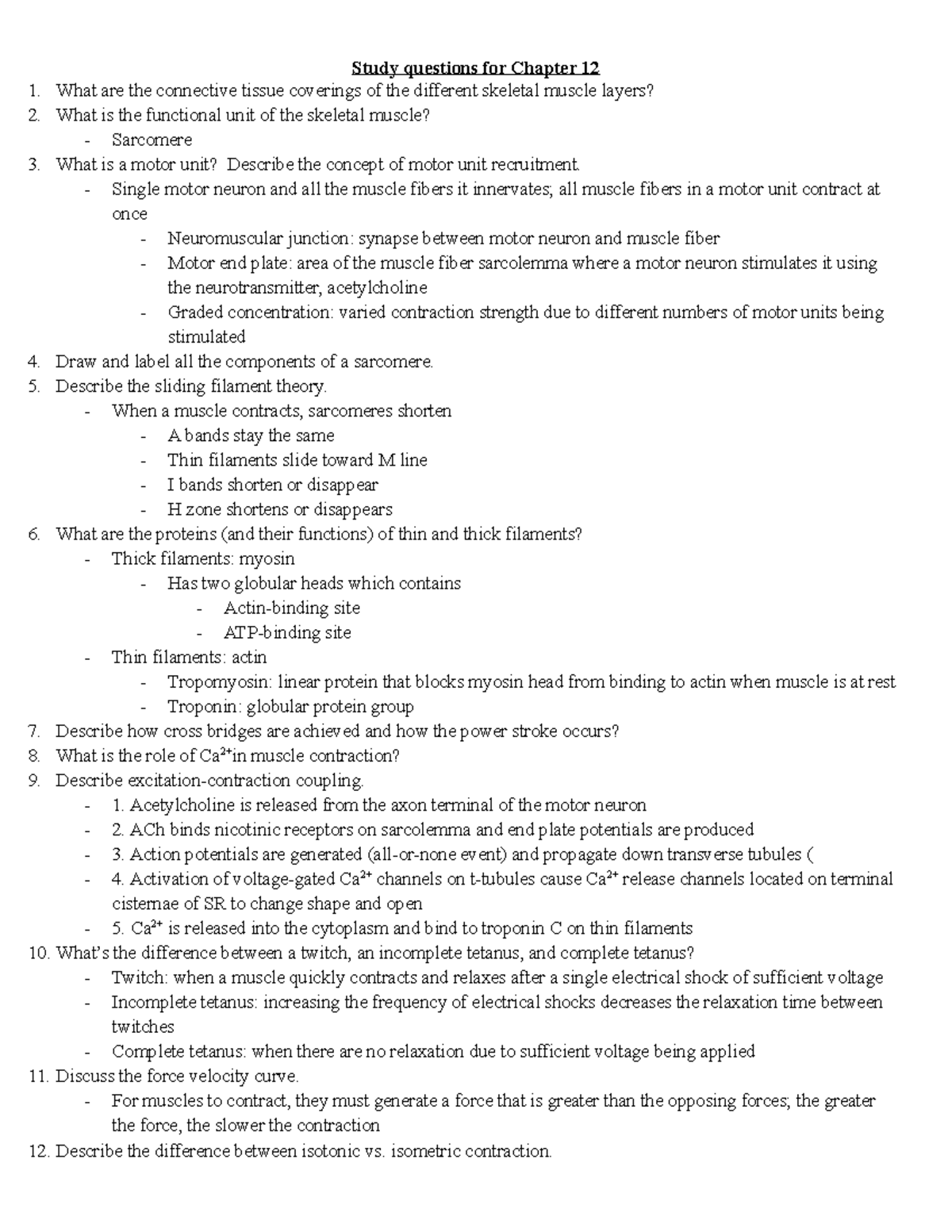 Biosc 048 chapter 12 study guide - Study questions for Chapter 12 What ...