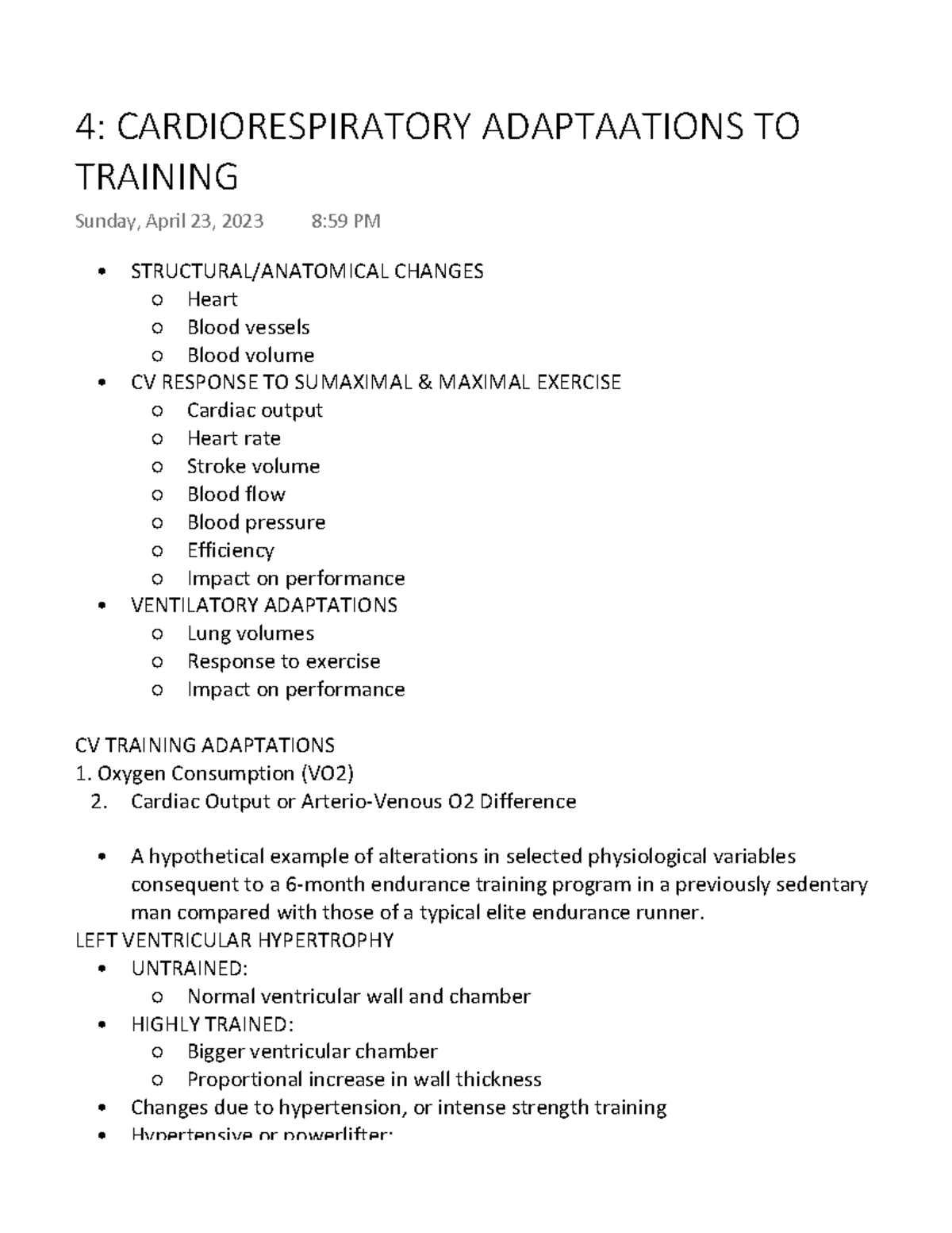 4- Cardiorespiratory Adaptations TO Training - STRUCTURAL/ANATOMICAL ...