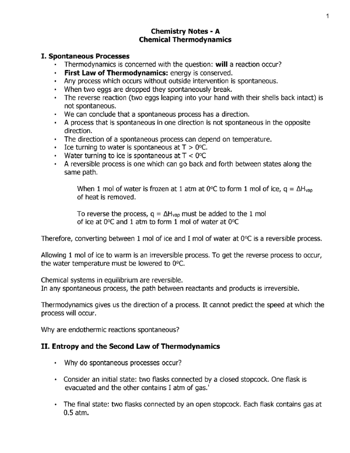 Chem Notes A - Chemical Thermodynamics - 1 Chemistry Notes A Chemical ...