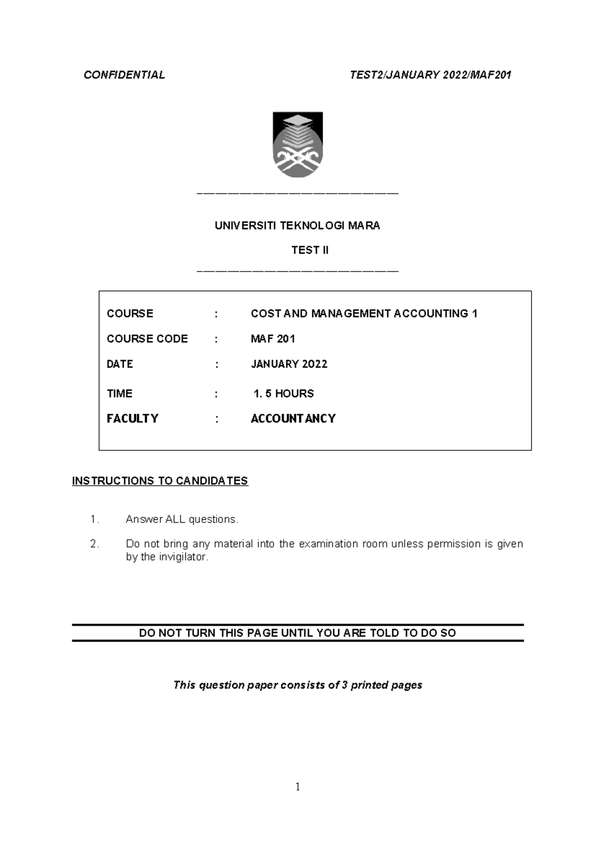 Test 2 maf201 JAN2022 - CONFIDENTIAL TEST2/JANUARY 2022/MAF
