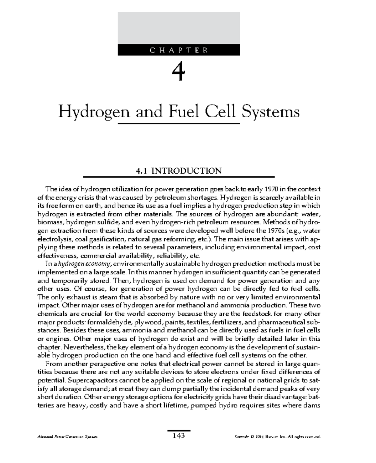 Hydrogen and Fuel Cell Systems - CHAPTER 4 Hydrogen and Fuel Cell ...