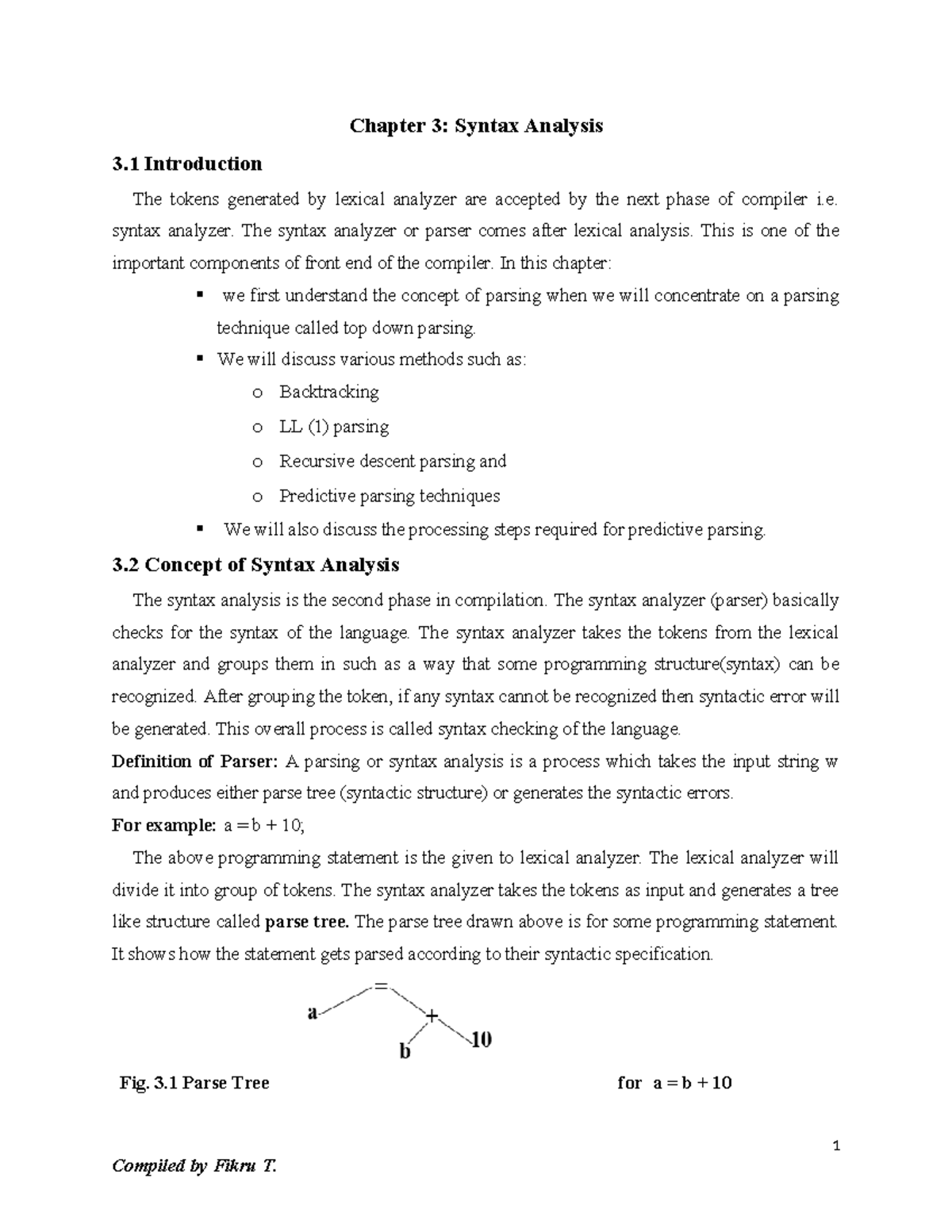 Chapter 3 Syntax Analysis - Chapter 3: Syntax Analysis 3 Introduction ...