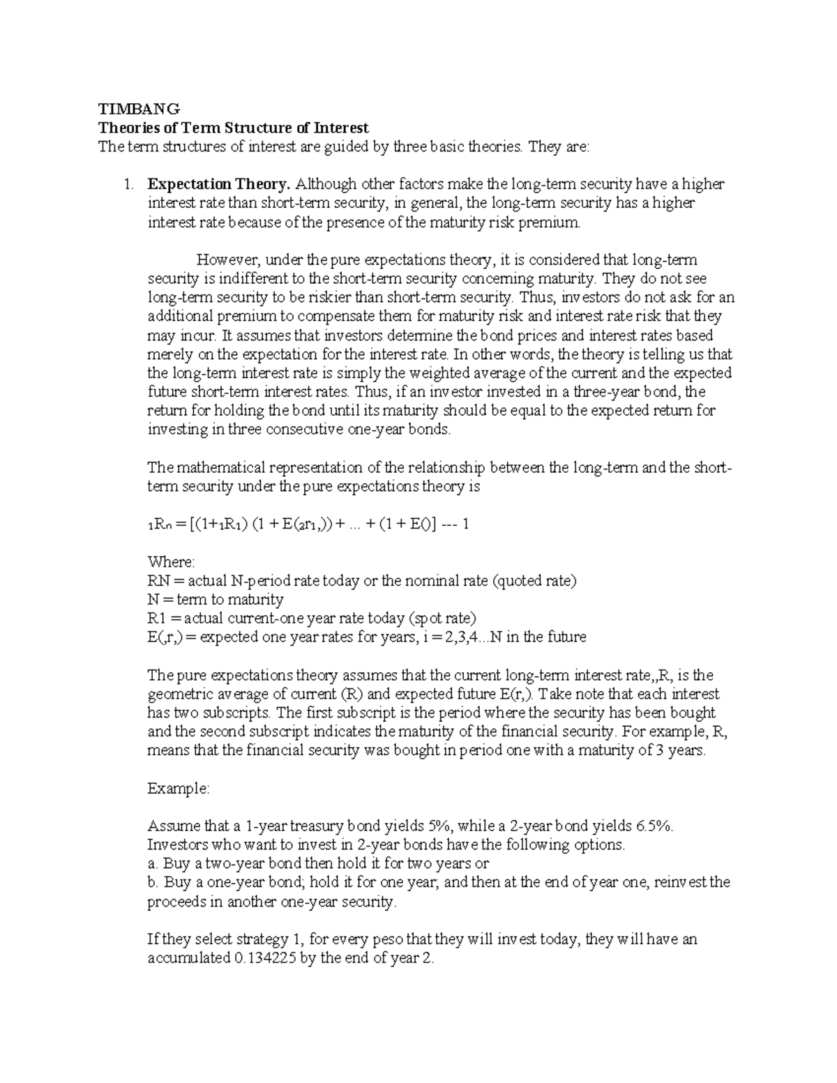 Timbang lascano chapter 5 text - TIMBANG Theories of Term Structure of ...