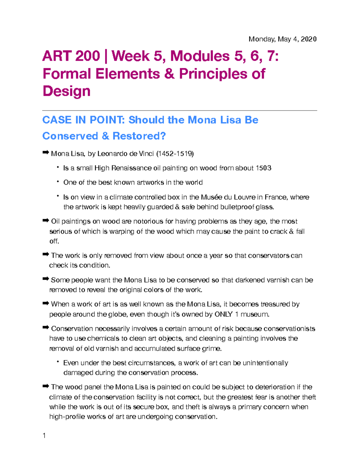 ART 200 Week 5, Modules 5,6,7 May 2-7 - ART 200 | Week 5, Modules 5, 6 ...
