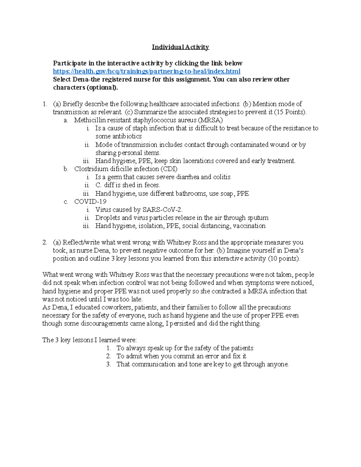 Week-1 Individual Activity Assignment - Individual Activity Participate ...