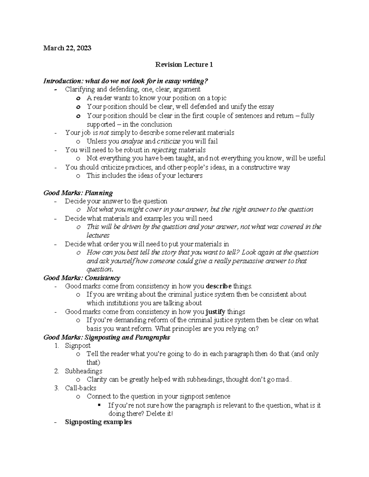 LJS Reviison Lectures - revision lets - March 22, 2023 Revision Lecture 1 Introduction: what do ...