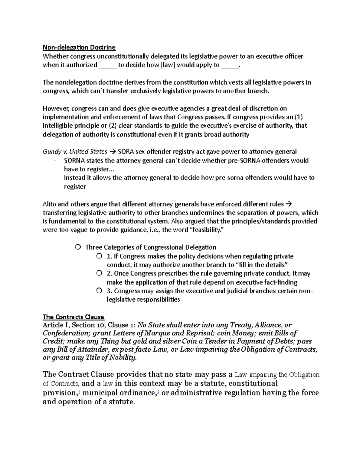 Add on rule statements for con law - Non-delegation Doctrine Whether ...
