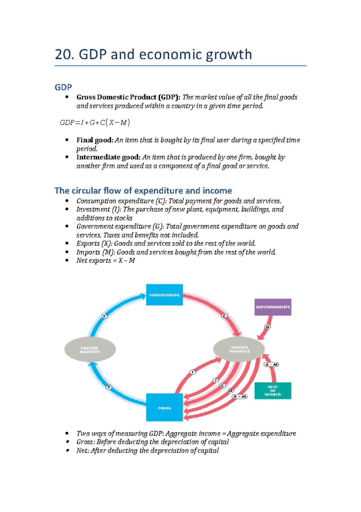 20. GDP and economic growth - 20. GDP and economic growth GDP Gross ...