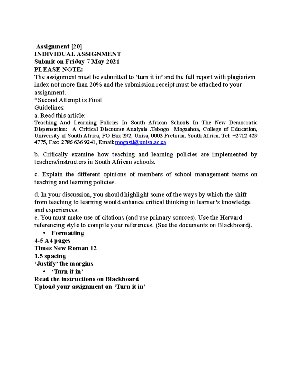 CURI3502%20Assignment%201 - Assignment [20] INDIVIDUAL ASSIGNMENT ...