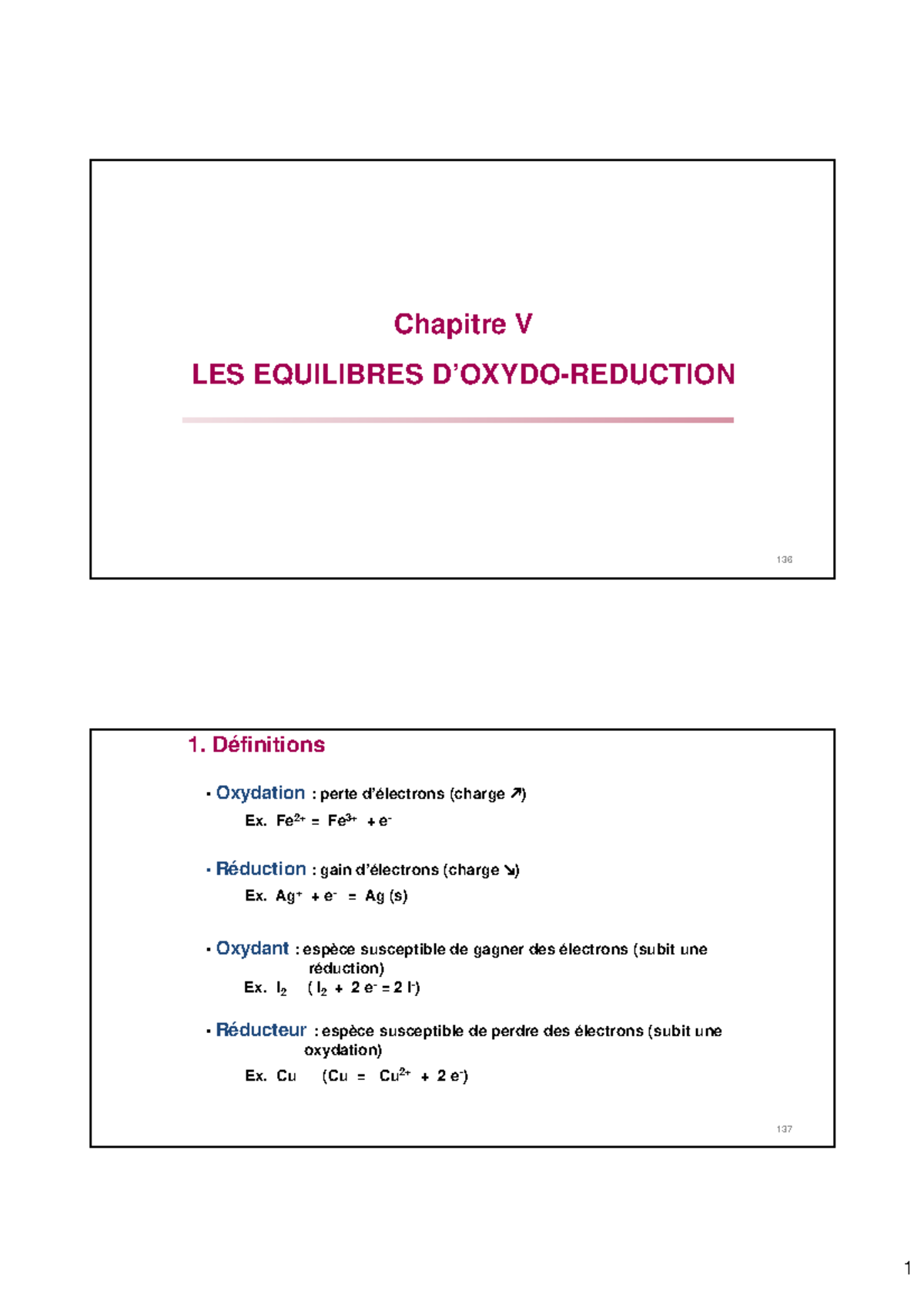Oxydo-reduction - Cous med. pass medecine semestre 1 - chimie - 136 ...