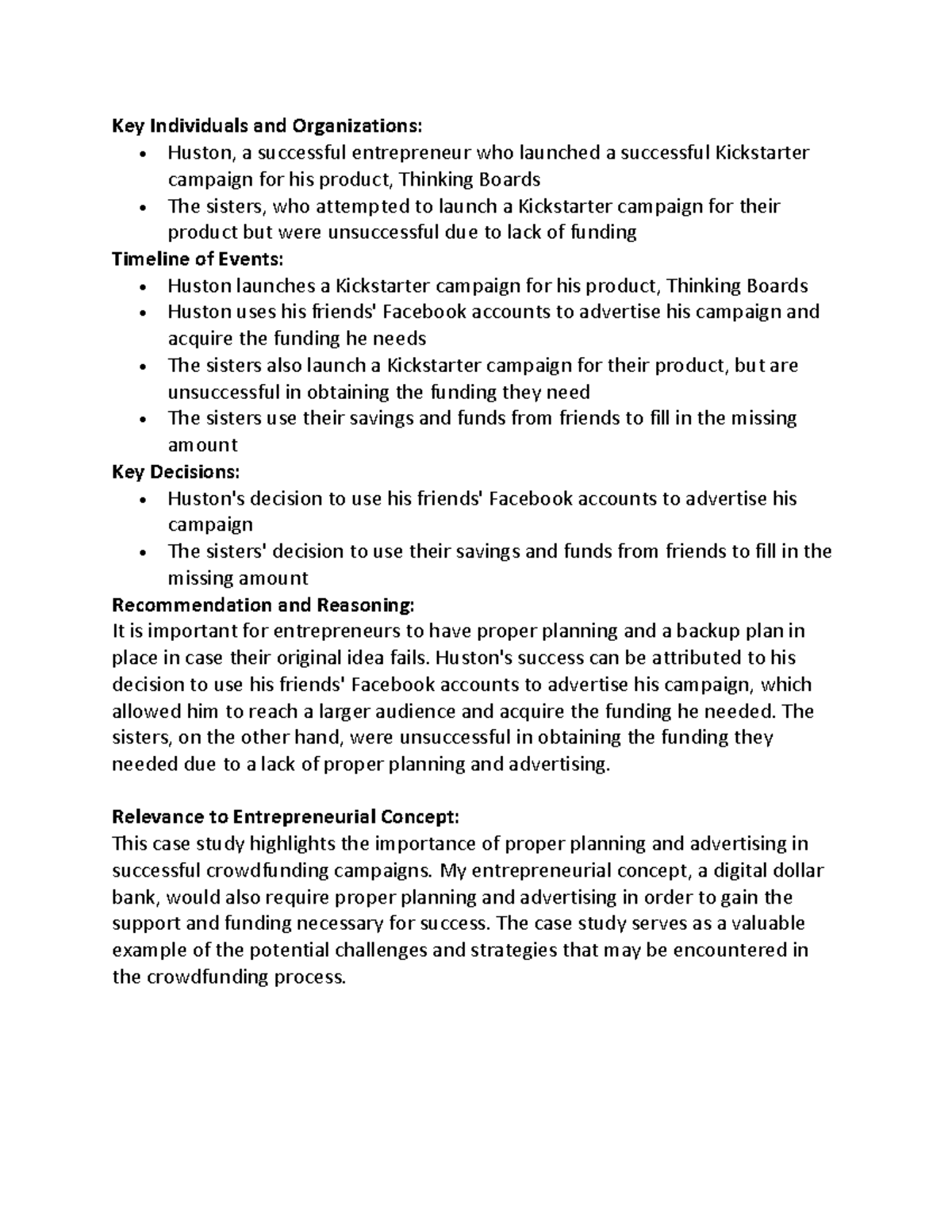 Case3 - 23eqqw1 - Key Individuals and Organizations: - Huston, a ...