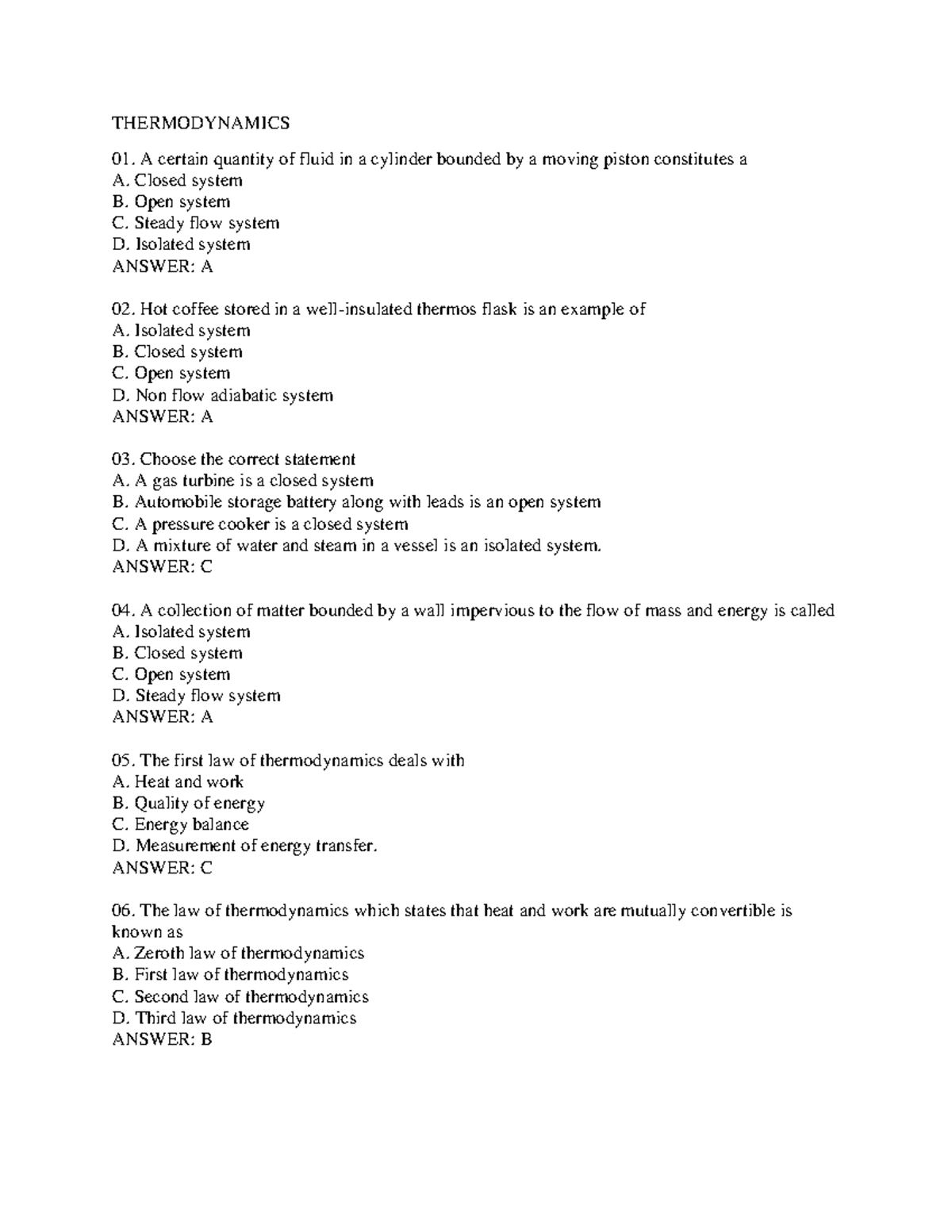 Thermodynamics 1 - Test Solutions - THERMODYNAMICS A certain quantity ...