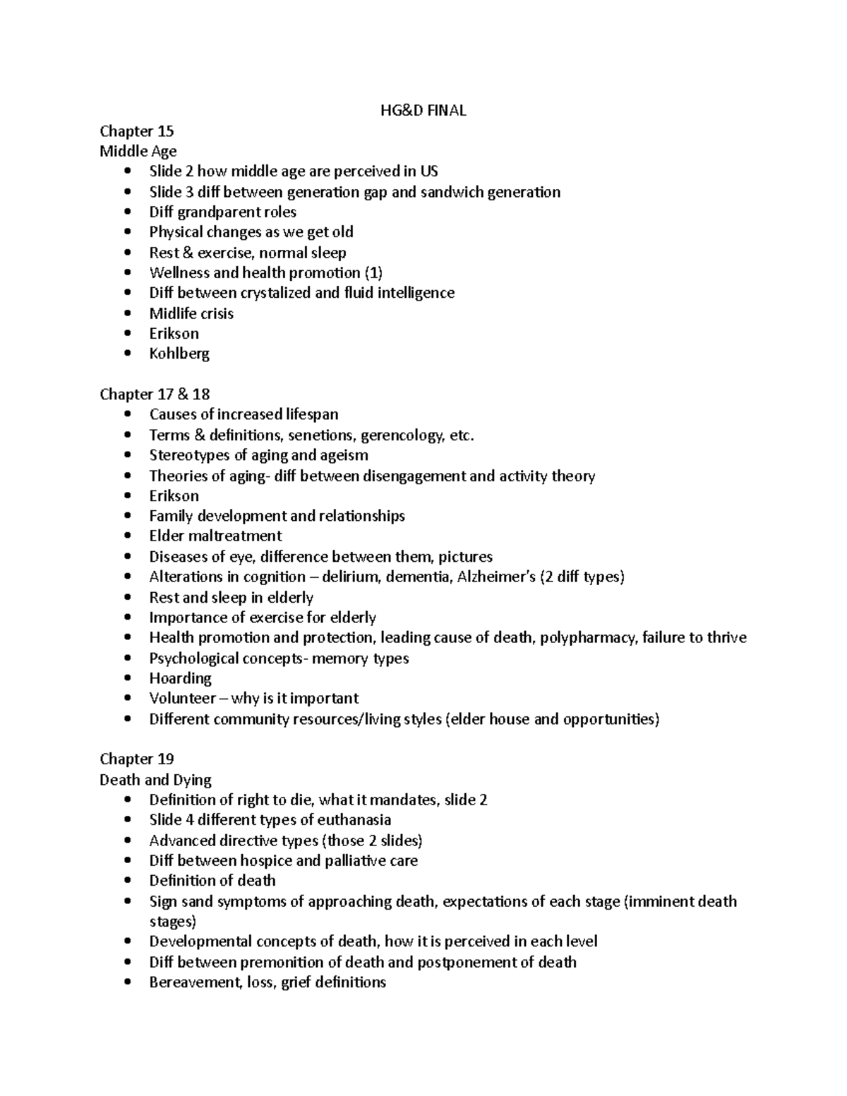 HG&D Final Study Guide - Lecture notes entire course - HG&D FINAL ...