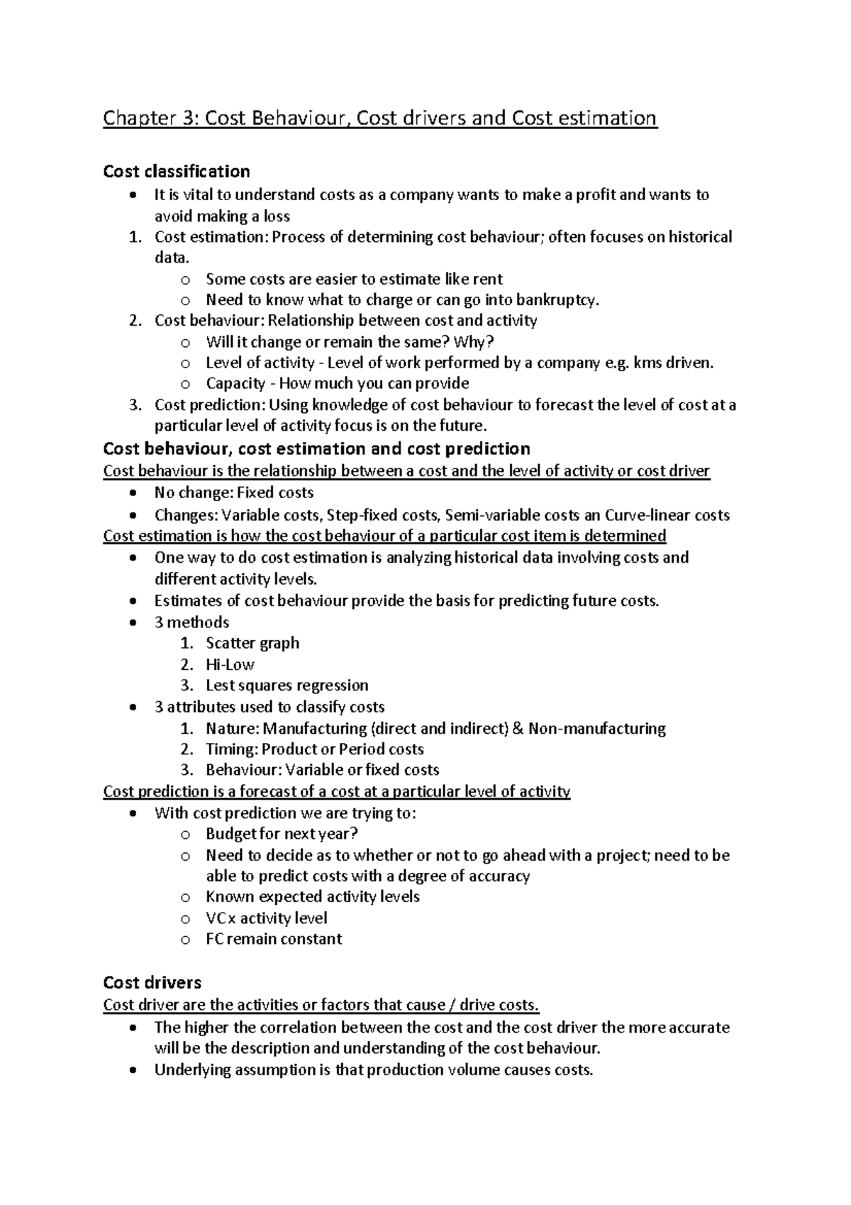 Cost Behaviour Chapter Notes Warning Tt Undefined Function 32 Warning Tt Undefined
