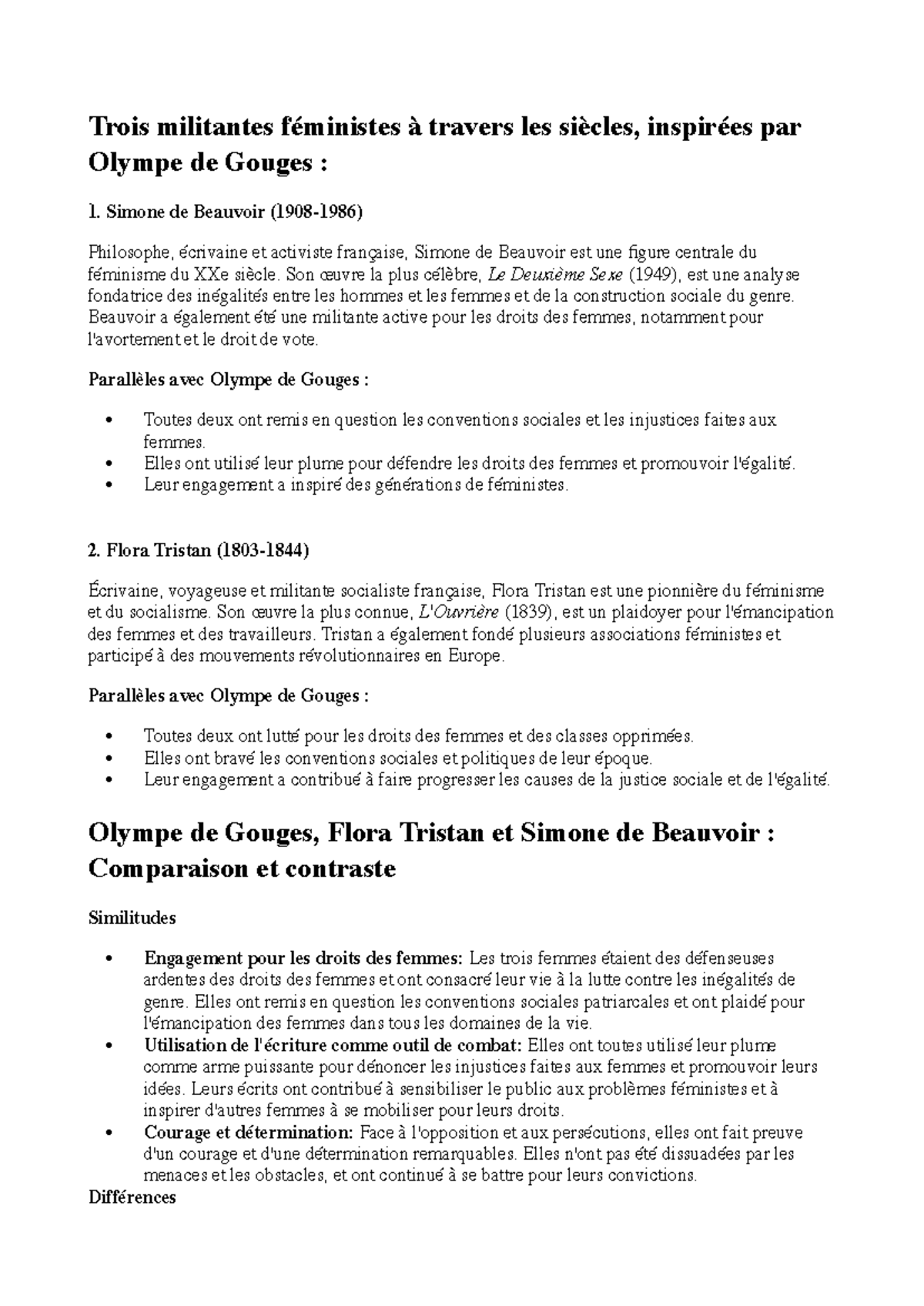 Dissert ODG - Trois militantes féministes à travers les siècles ...