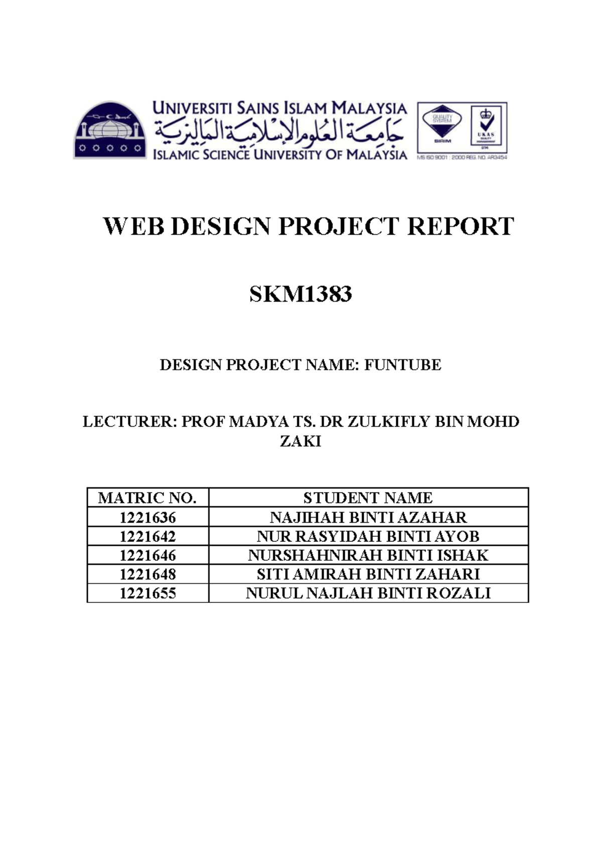 Project Report SKM1383 - WEB DESIGN PROJECT REPORT SKM 1383 DESIGN ...