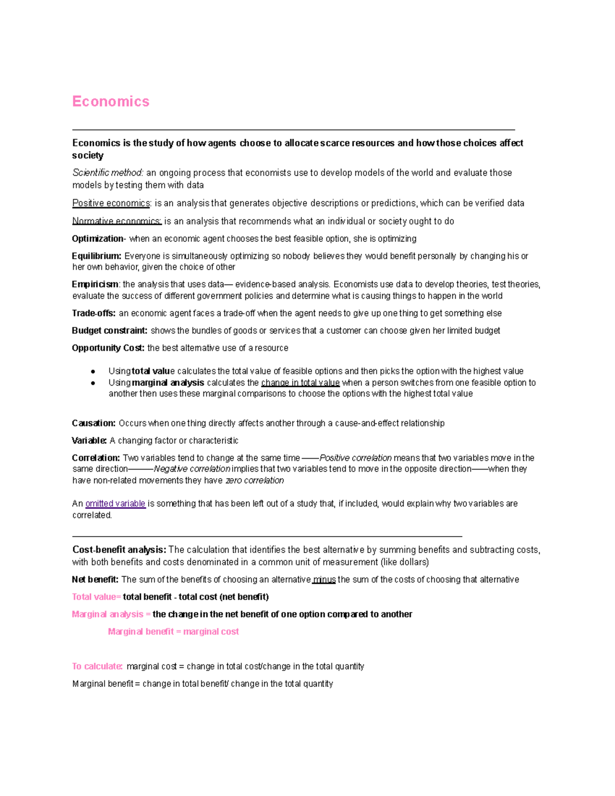 Econ Notes - Economics - Studocu