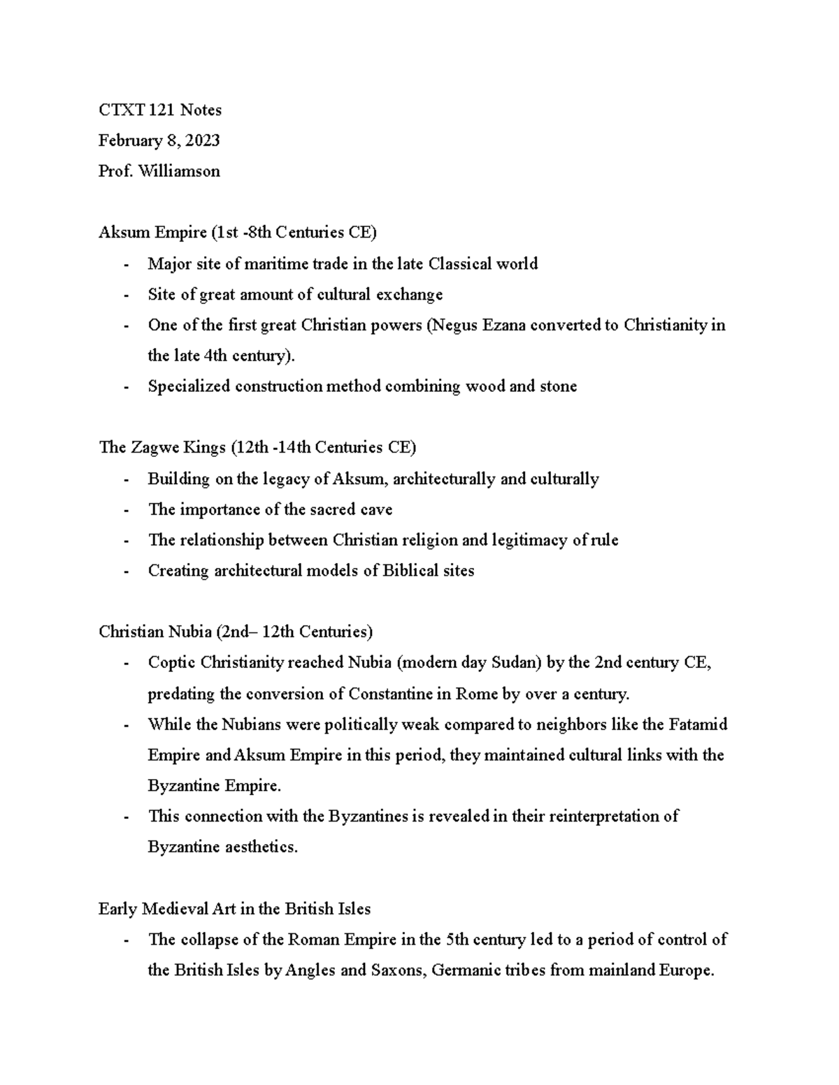 CTXT 121 Notes - Class 12 - CTXT 121 Notes February 8, 2023 Prof ...