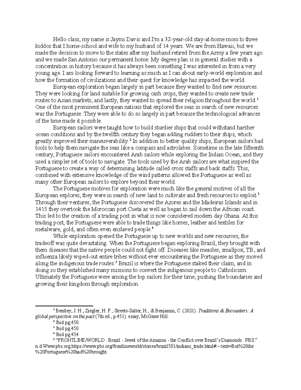 Discussion 1-1 - Hello class, my name is Jaymi Davis and I'm a 32-year ...