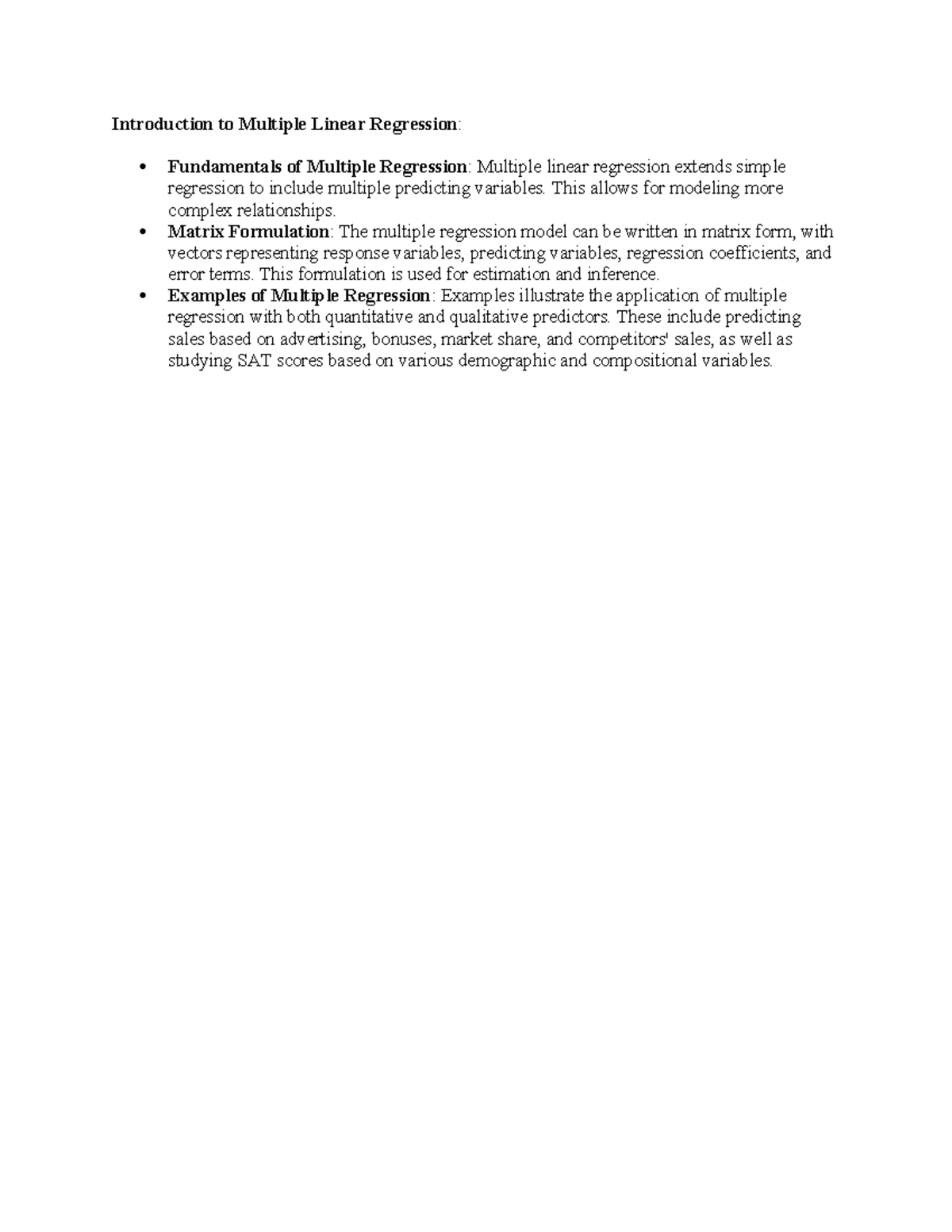 Class Notes Part 10 - Introduction to Multiple Linear Regression ...