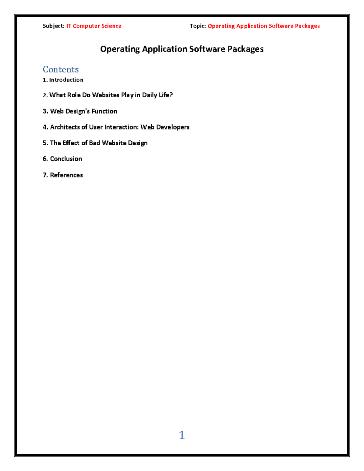 Operating Application Software Packages - Operating Application Software Packages Contents - Studocu