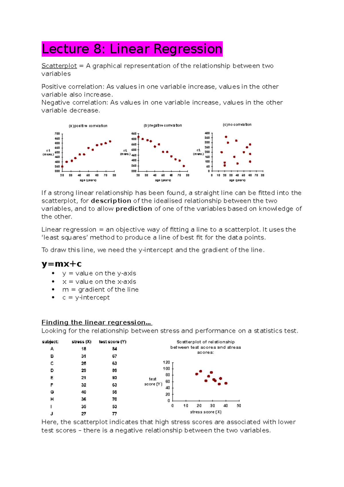 Lecture 8- Linear Regression - Lecture 8: Linear Regression Scatterplot ...