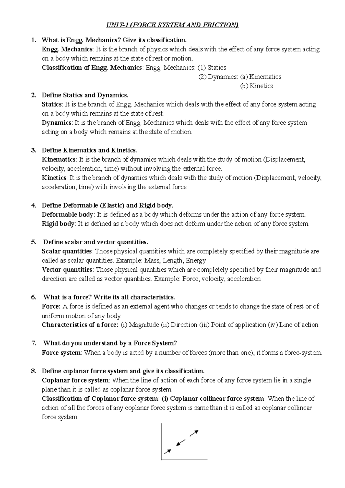 QB-theory-EM - UNIT-1 (FORCE SYSTEM AND FRICTION) What is Engg ...