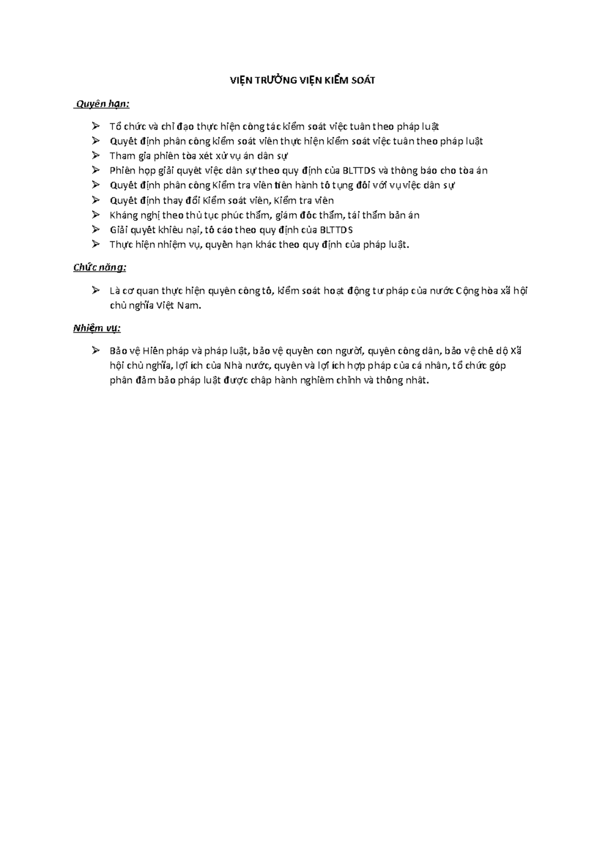 VIỆN TRƯỞNG VIỆN KIỂM SOÁT - VI N TRỆ ƯỞNG VI N KI M SOÁT Ệ Ể Quyềền h n:ạ T ổ ch ức và ch đ o ...