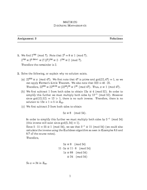 MATH120 S - Assignment 1 - Solutions - MATH Discrete Mathematics Assignment 1 Solutions ...