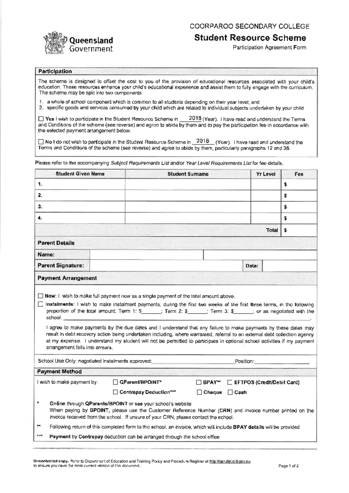 Student Resource Scheme FORM & FEES Explained - BUSA90473 - Studocu