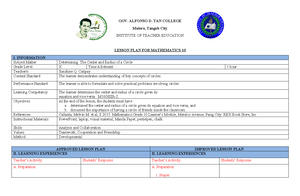 Embodo LP Grade 10 Combination - LESSON PLAN FOR MATHEMATICS 10 I ...