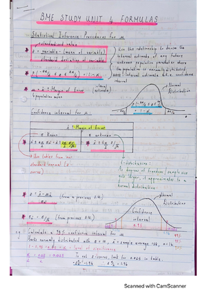 BME 120 Study Guide 2022 - Study Guide Department of Statistics Biometry 120 BME 120 Last ...