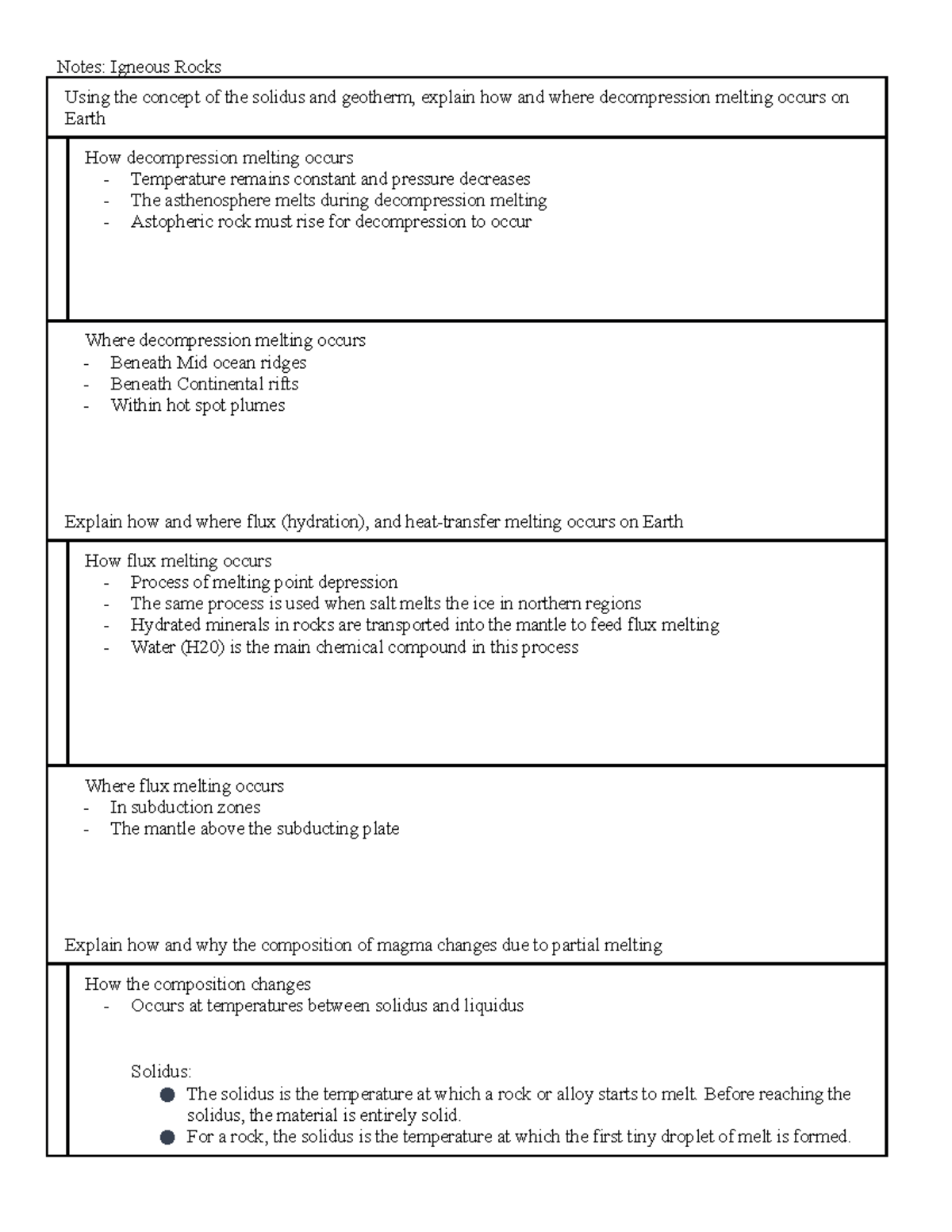 Module 6 Igneous Rocks - Notes: Igneous Rocks Using the concept of the ...