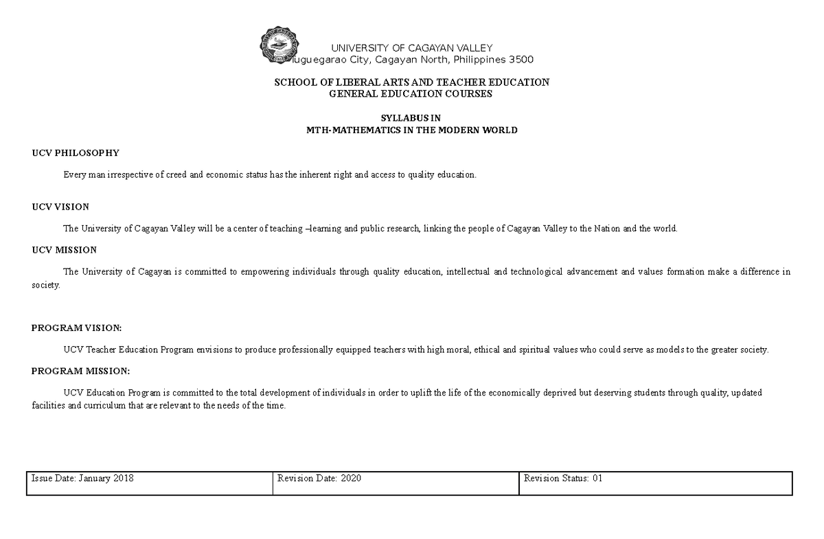 NGEC Mathematics IN THE Modern World - Tuguegarao City, Cagayan North ...