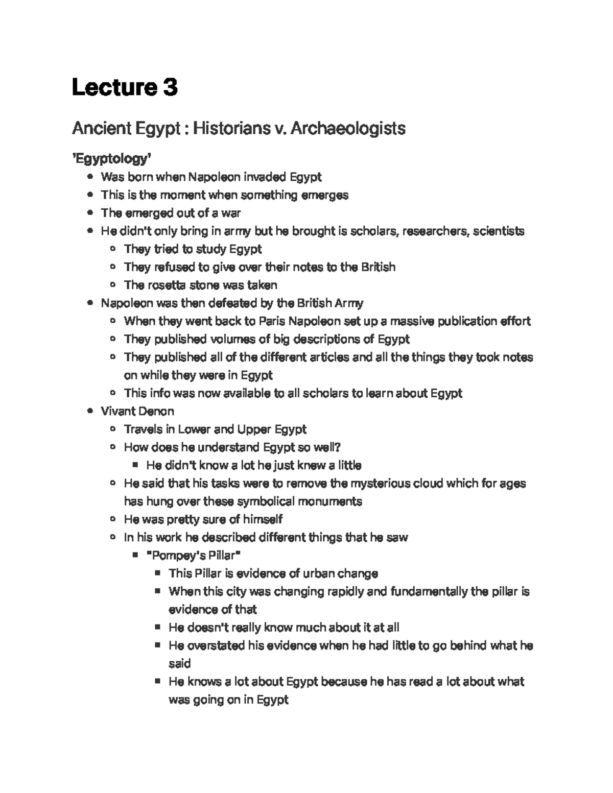 HIST Lecture 3 - Lecture 3 Ancient Egypt : Historians v. Archaeologists ...