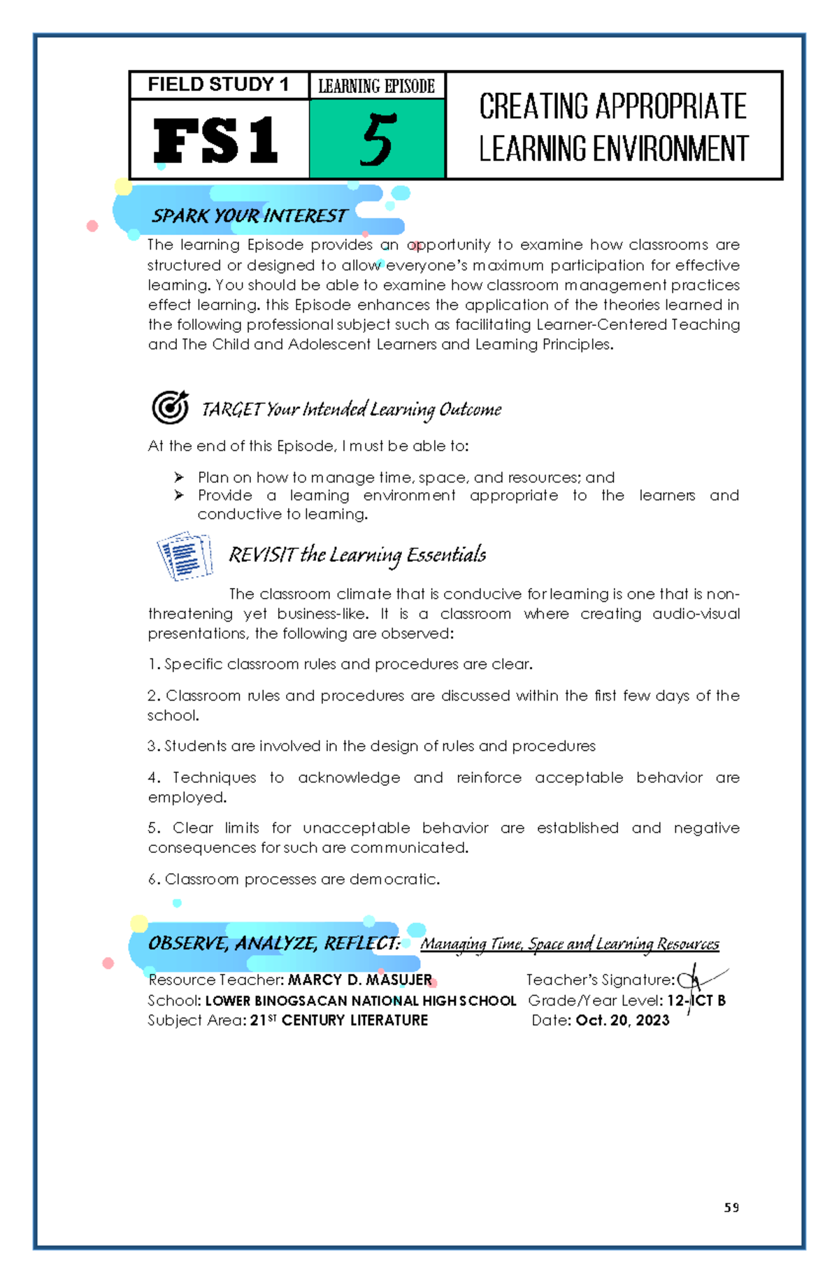 Learning Episode 5-8 - none - The learning Episode provides an ...