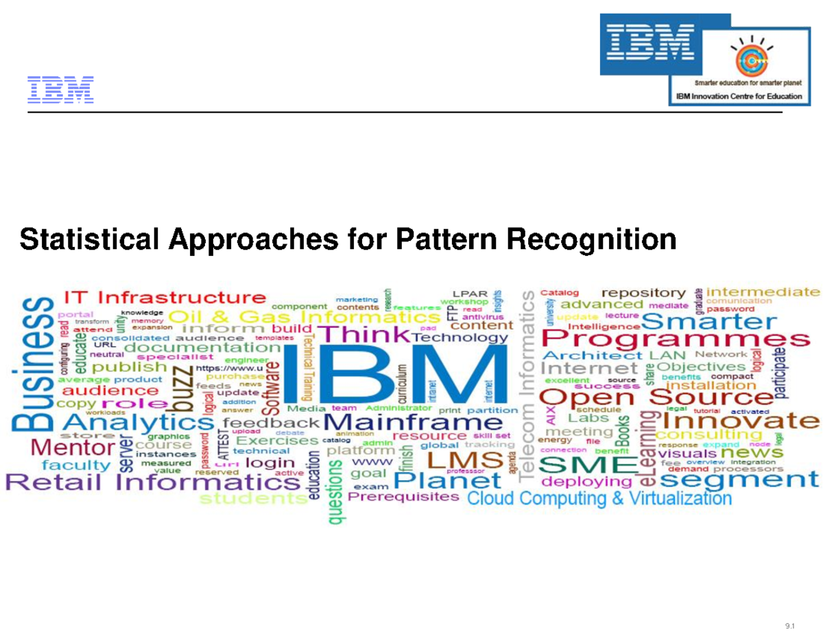 PAD011GU02 - Lecture Notes - ####### 9. Statistical Approaches for ...