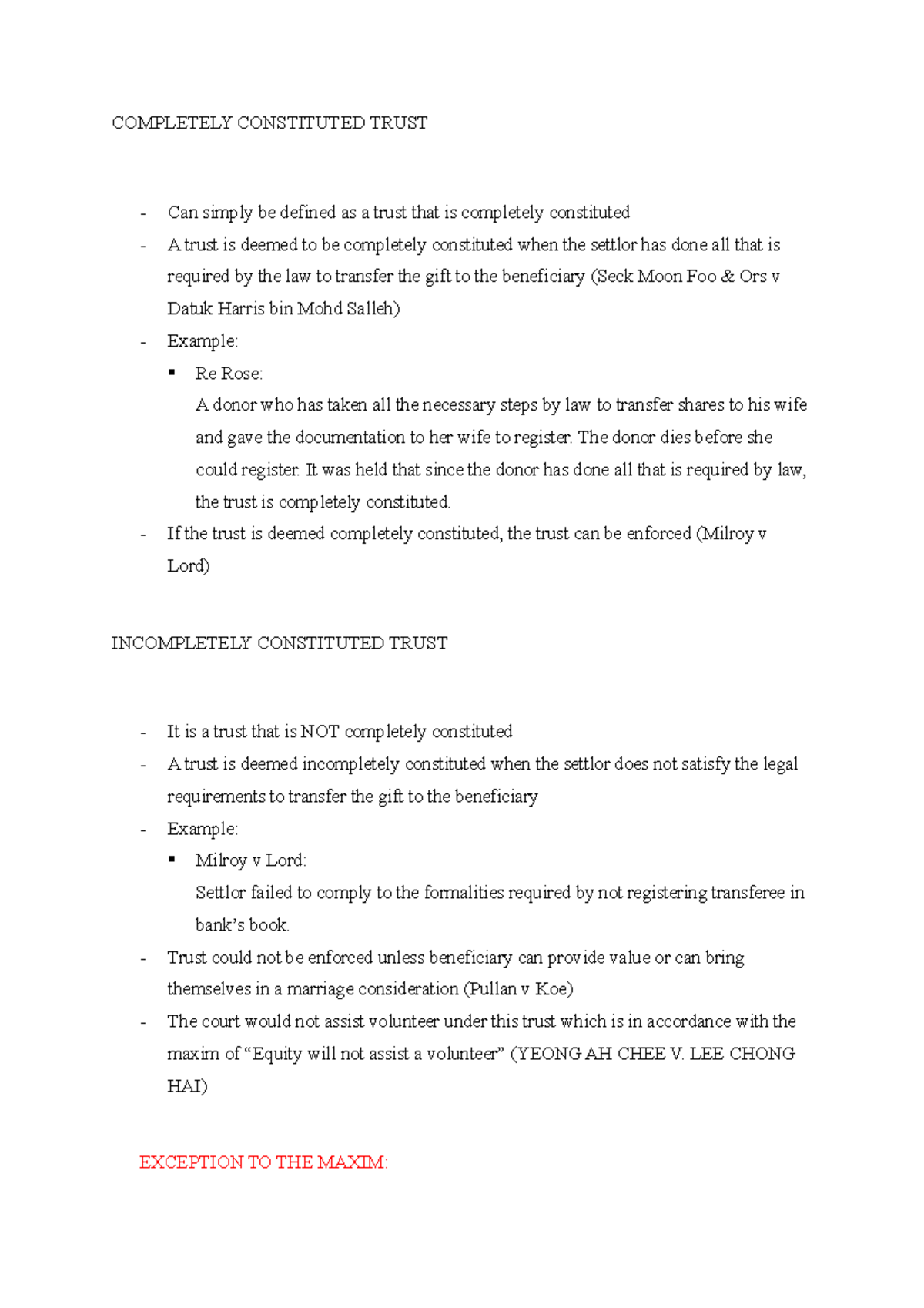 Constituted Trust - COMPLETELY CONSTITUTED TRUST Can simply be defined ...