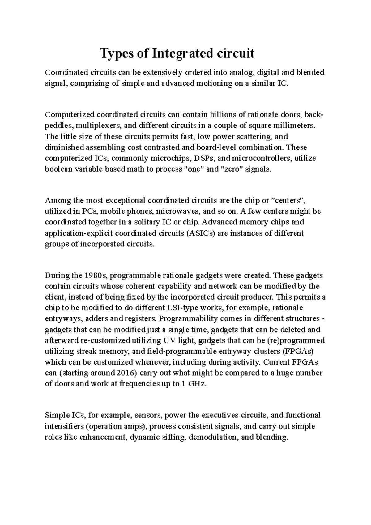 Types of Integrated circuit - Types of Integrated circuit Coordinated ...