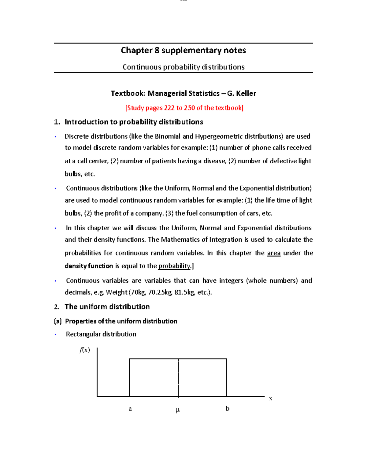 Chapter 8-stats 188 - Chapter 8 supplementary notes Continuous ...