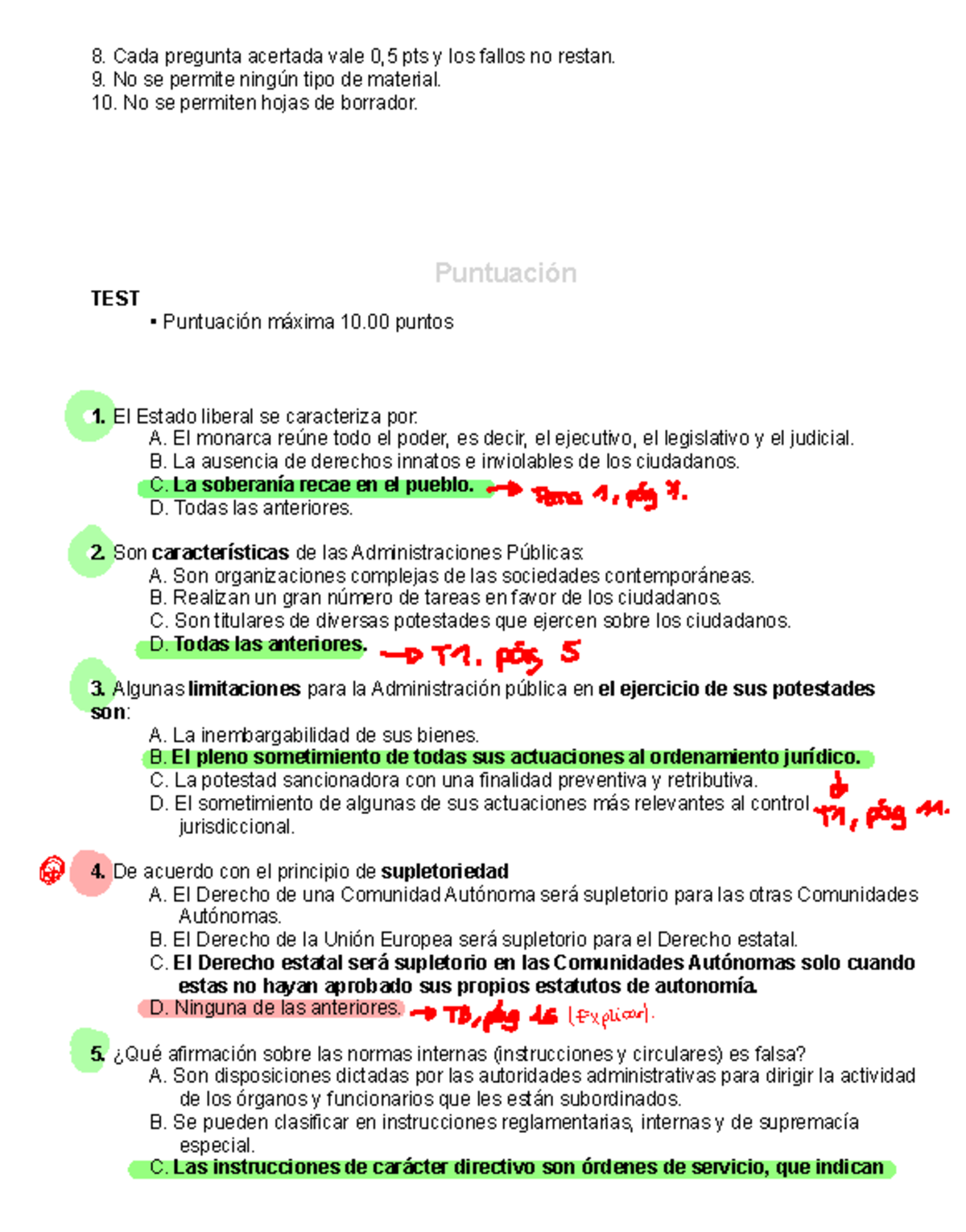 Admin Modelo Julio B - examen - 8. Cada pregunta acertada vale 0,5 pts ...